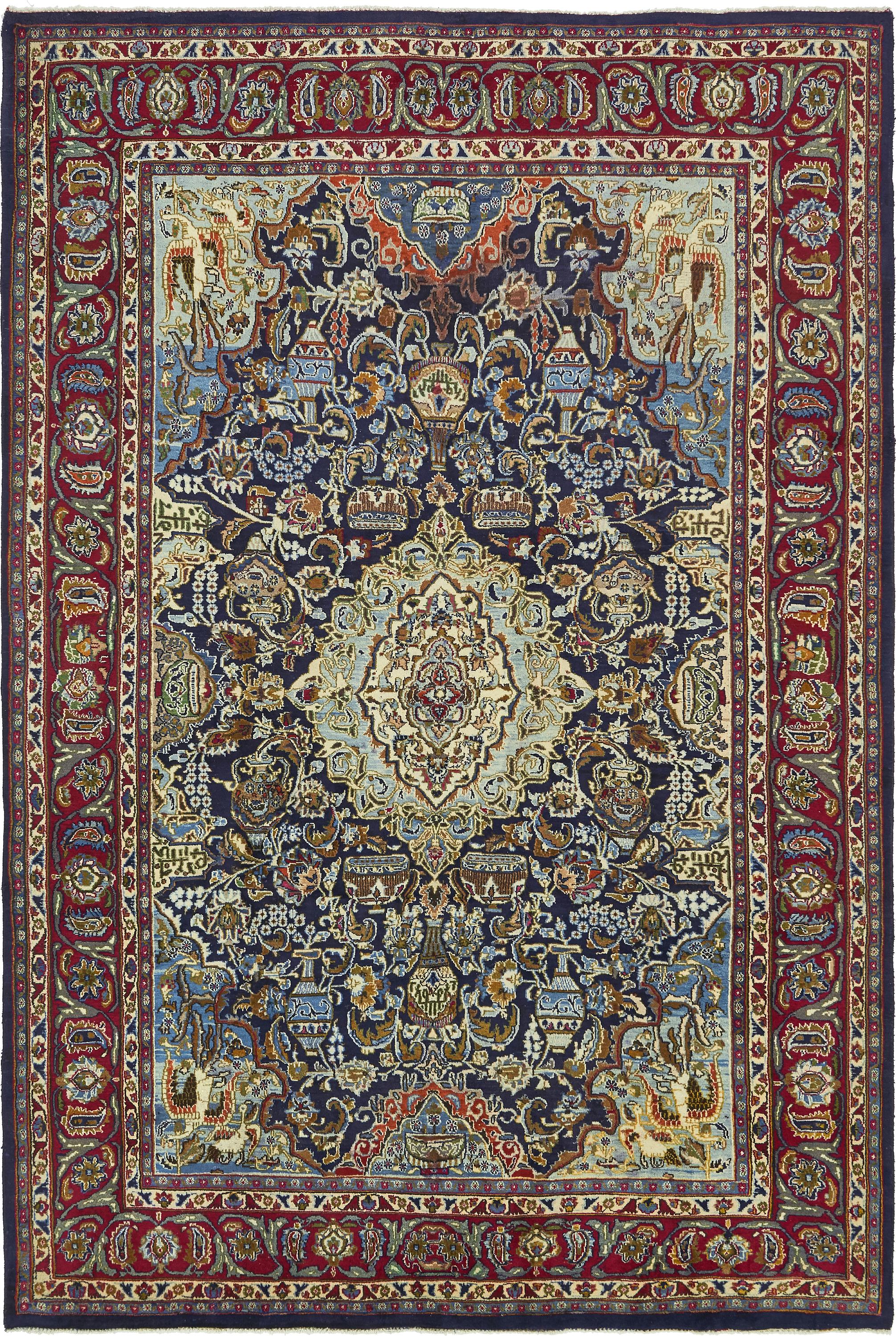 Navy Blue 8' x 12' Kashmar Persian Rug | eSaleRugs