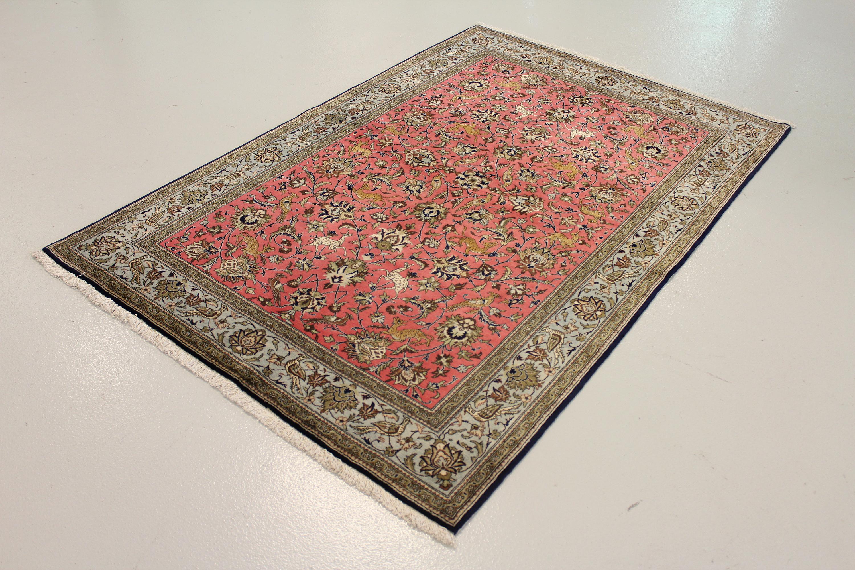 Pink 4' 8 x 7' 1 Qom Persian Rug | eSaleRugs