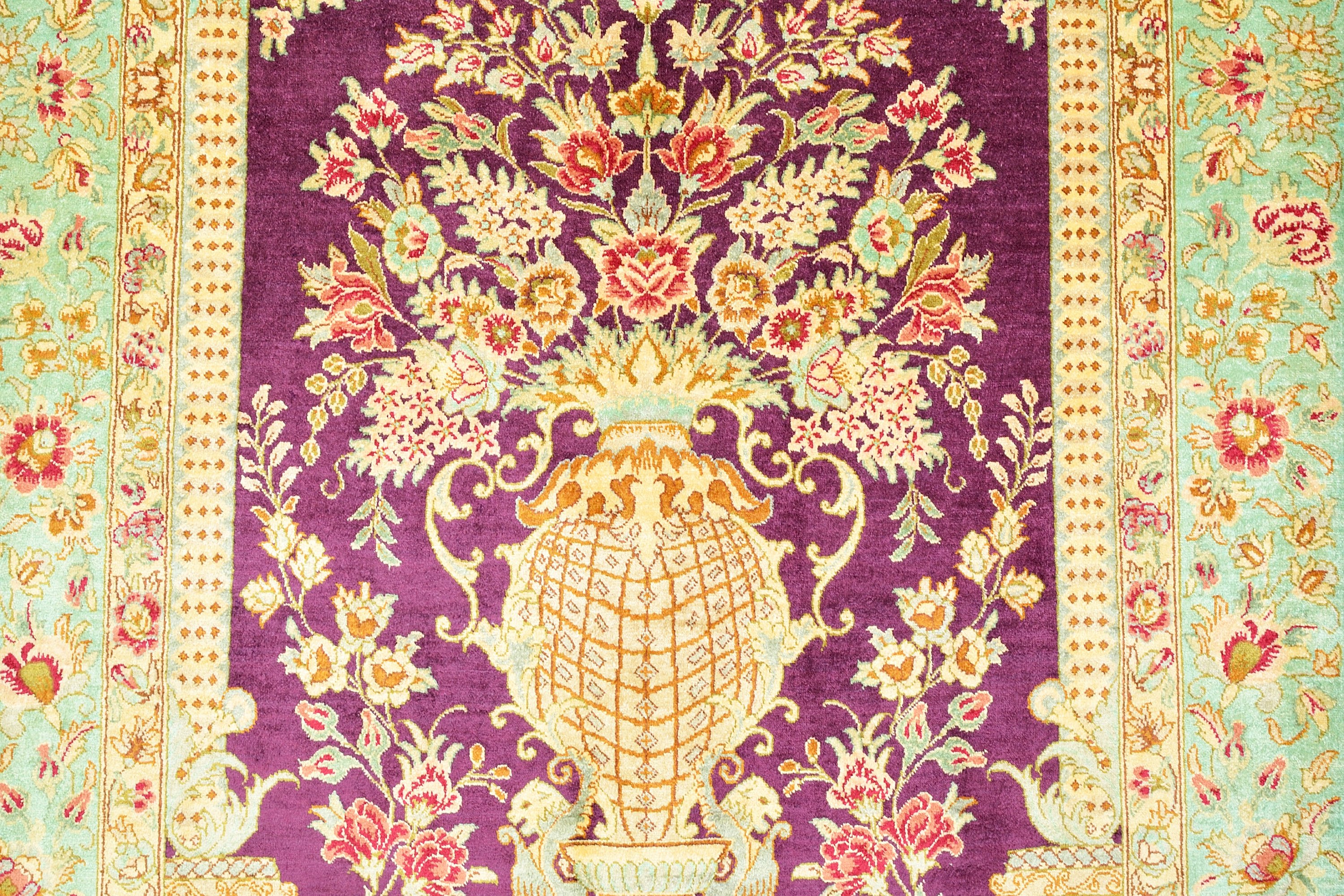 Purple 2' 7 x 4' Qom Persian Rug | Persian Rugs | eSaleRugs