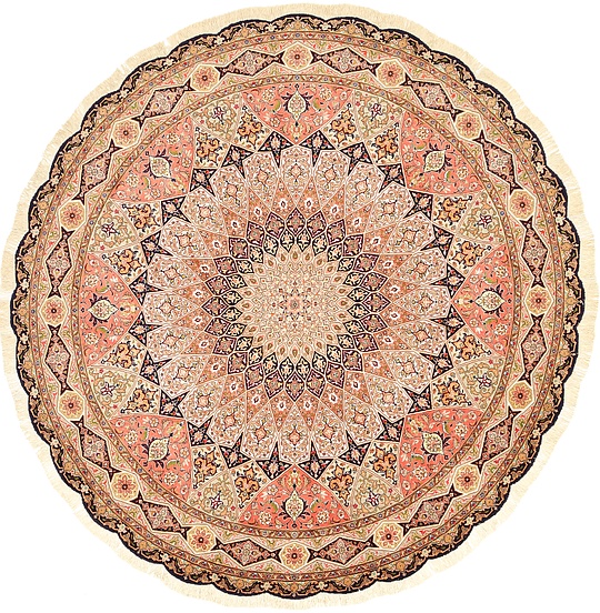 Cream 8' 4 x 8' 4 Tabriz Persian Round Rug | Persian Rugs | eSaleRugs