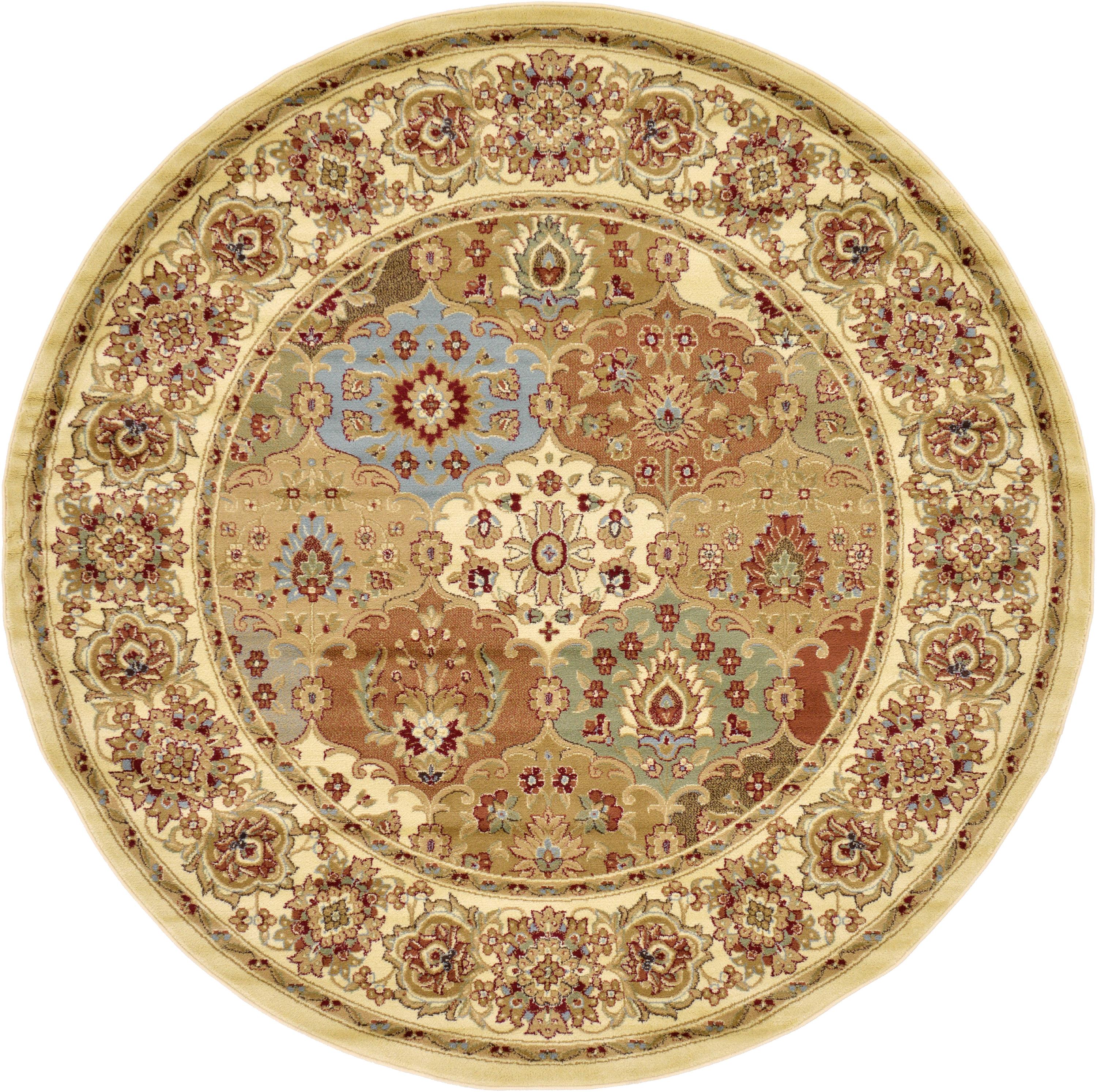 Cream 8' x 8' Classic Agra Round Rug | eSaleRugs