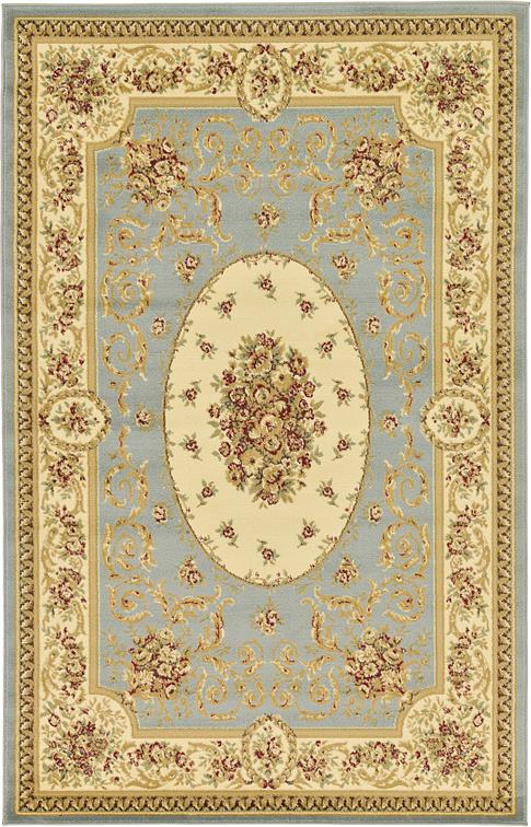 Light Blue 5' x 8' Classic Aubusson Rug | Area Rugs | eSaleRugs