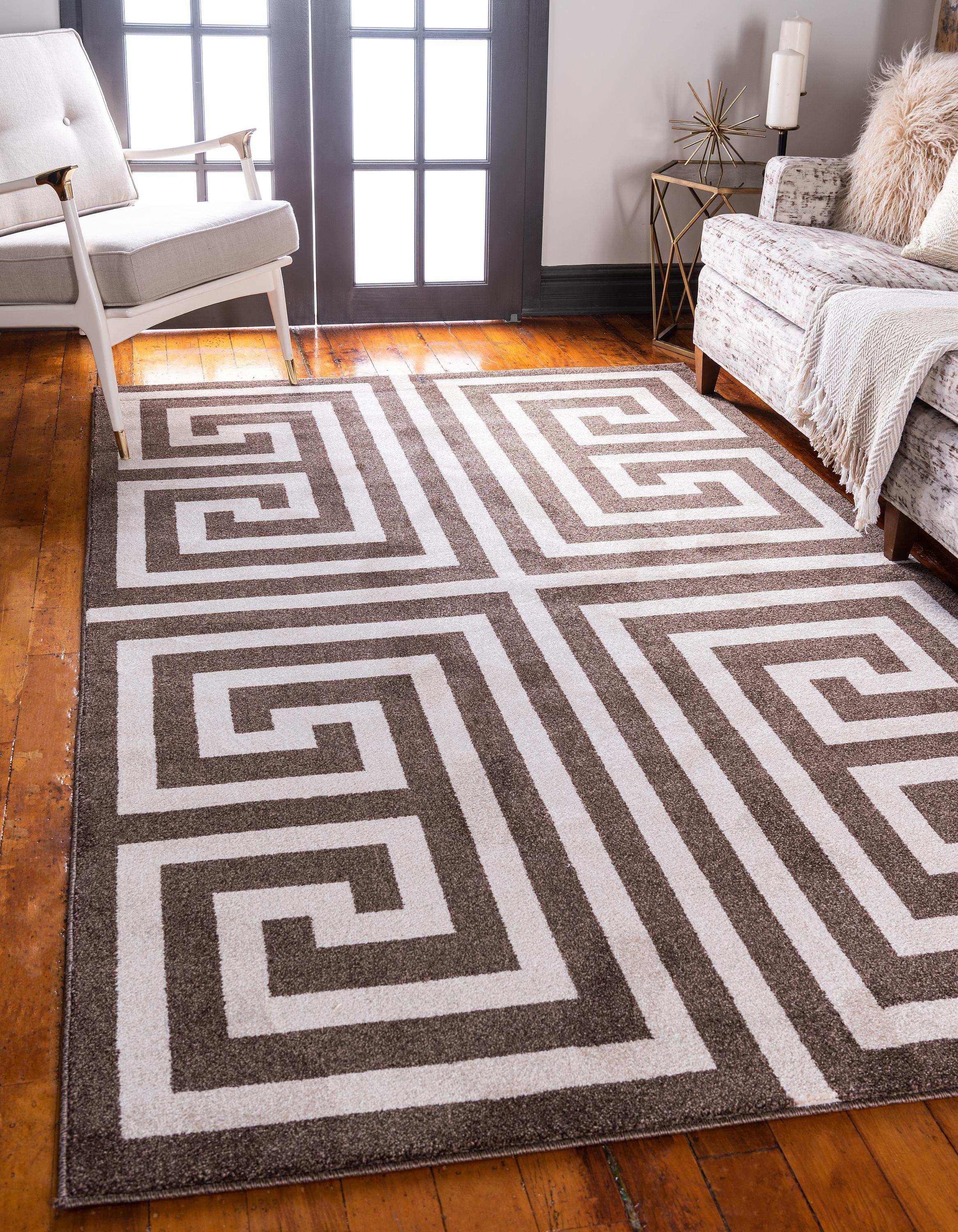 Brown 3' 3 x 5' 3 Greek Key Rug | eSaleRugs