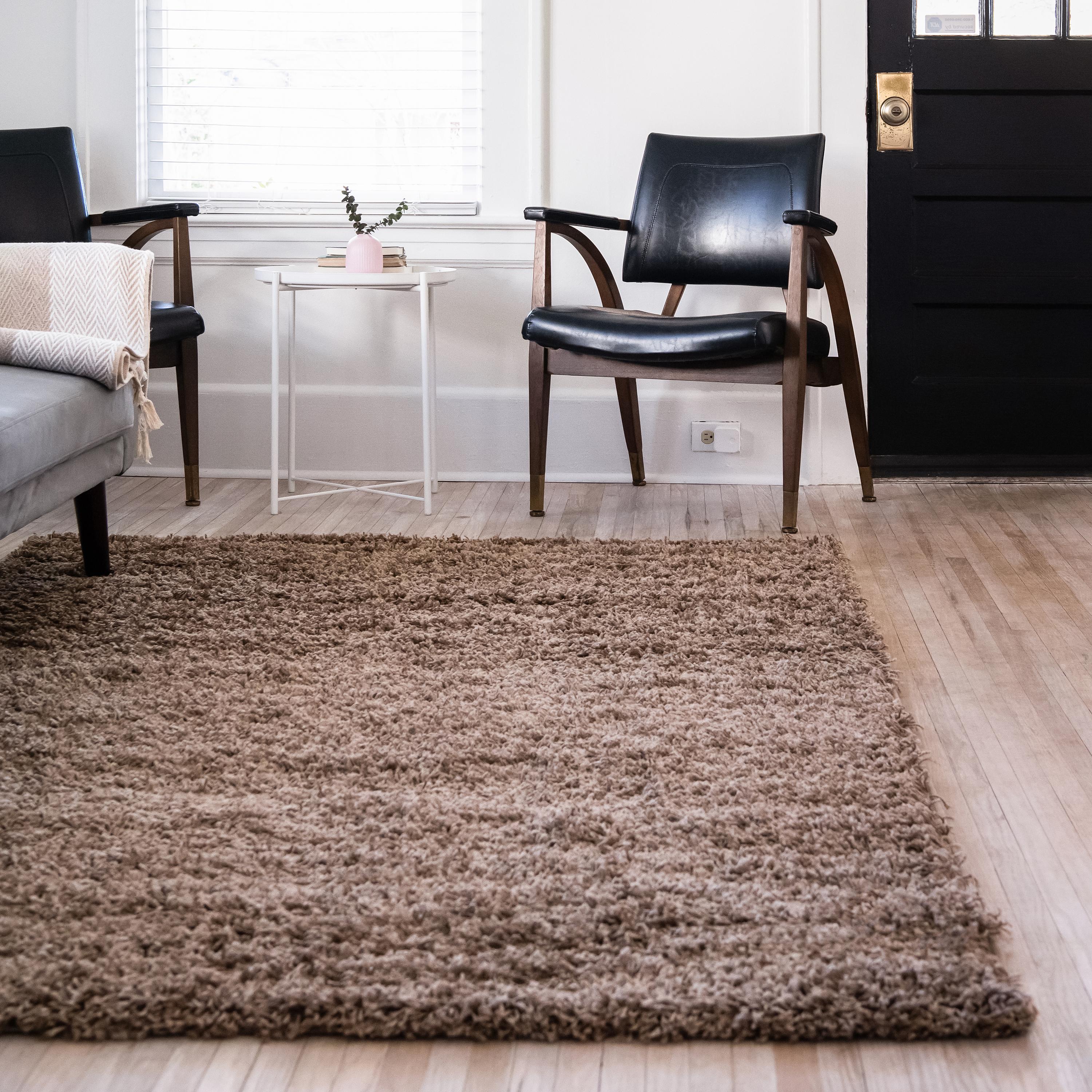 Sandy Brown 4' x 6' Solid Shag Rug | Area Rugs | eSaleRugs