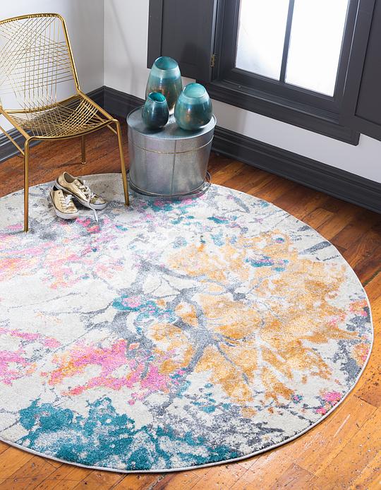 Beige 8' x 8' Aria Round Rug | Area Rugs | eSaleRugs