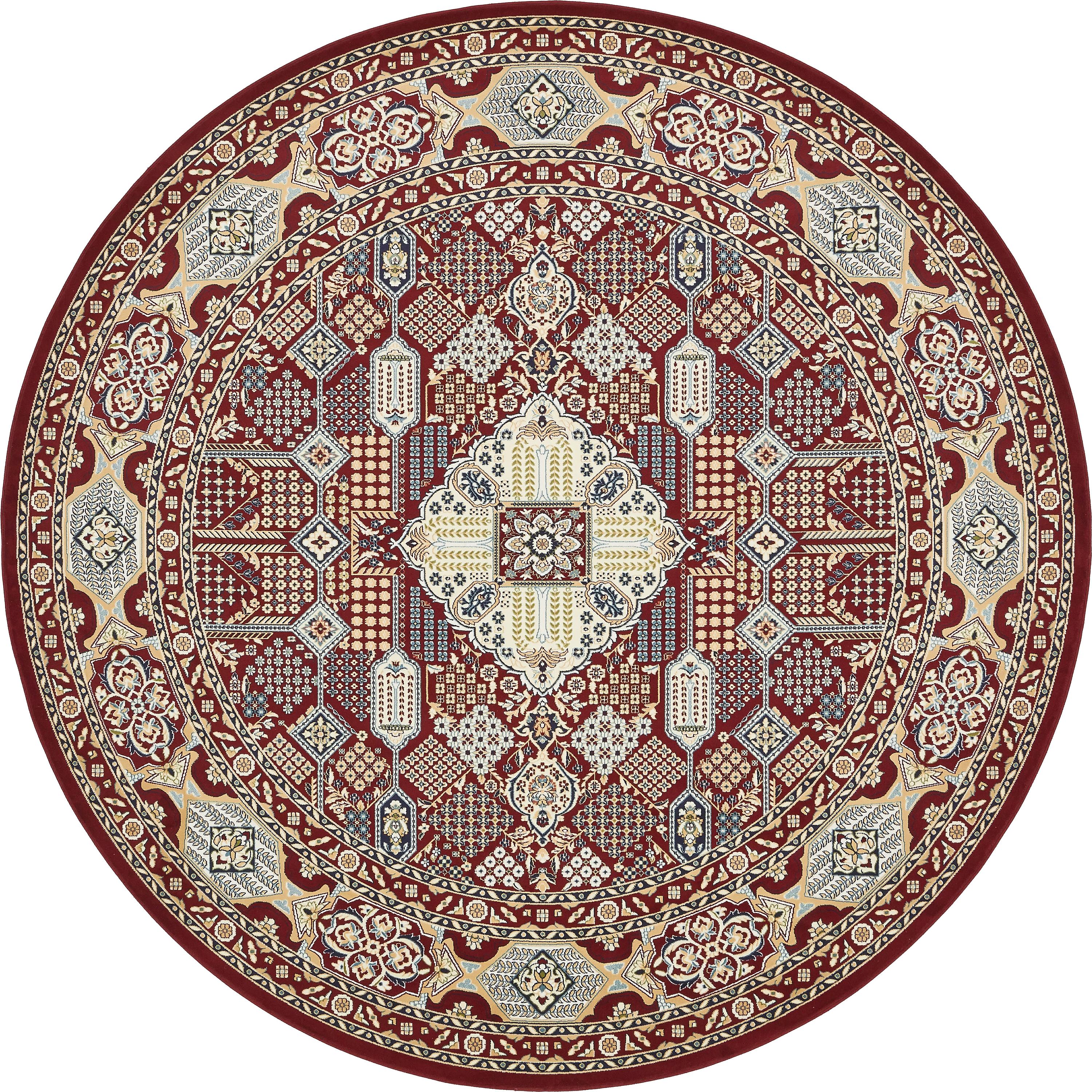 Burgundy 10' x 10' Rabia Round Rug | Rugs.com