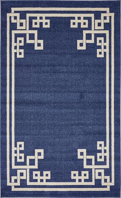 Dark Blue 5' x 8' Greek Key Rug | Area Rugs | eSaleRugs