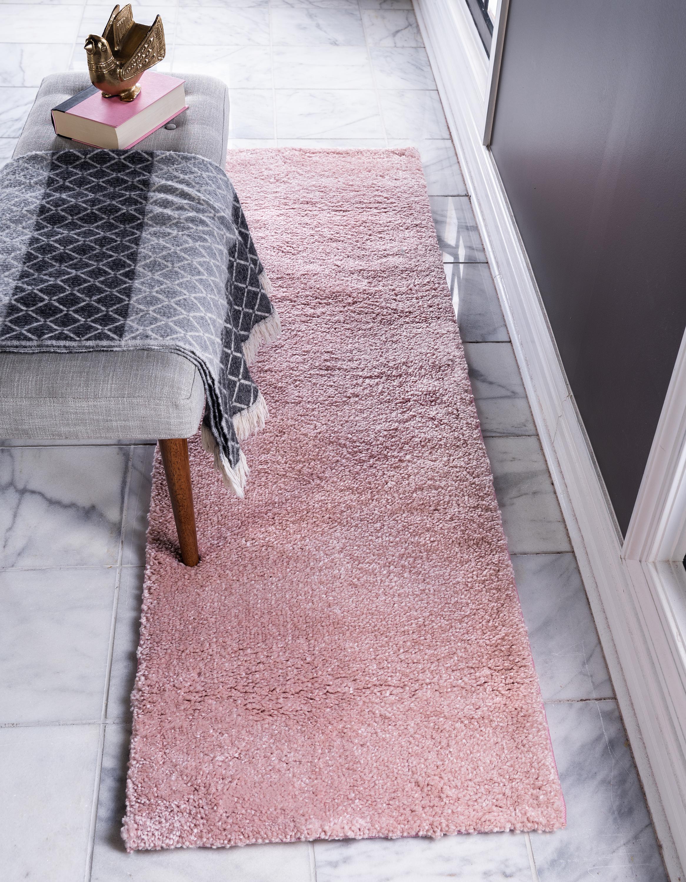 Pink 2' 2 x 13' Solid Frieze Runner Rug | eSaleRugs