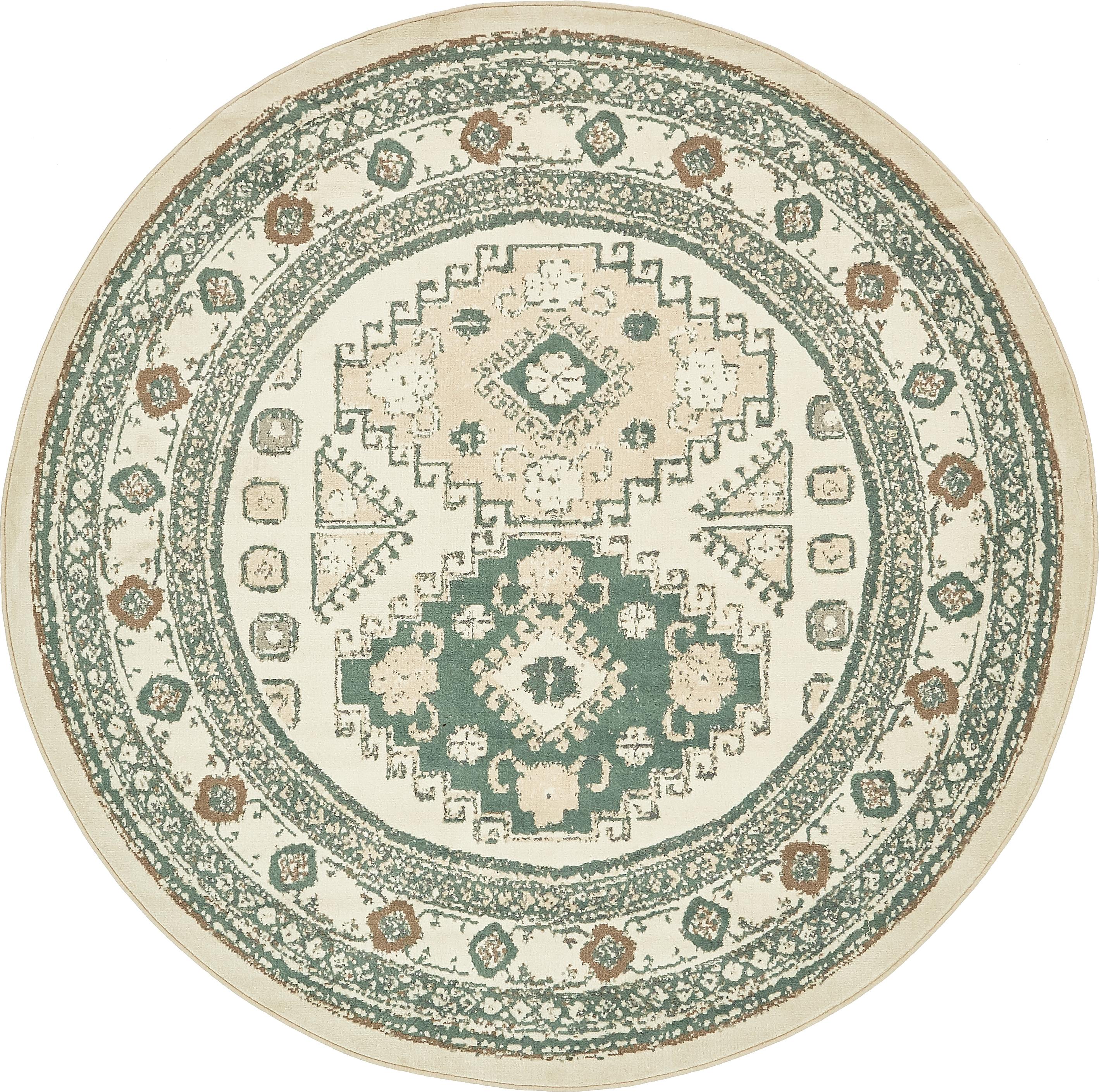 Ivory 8' x 8' Navajo Round Rug | eSaleRugs