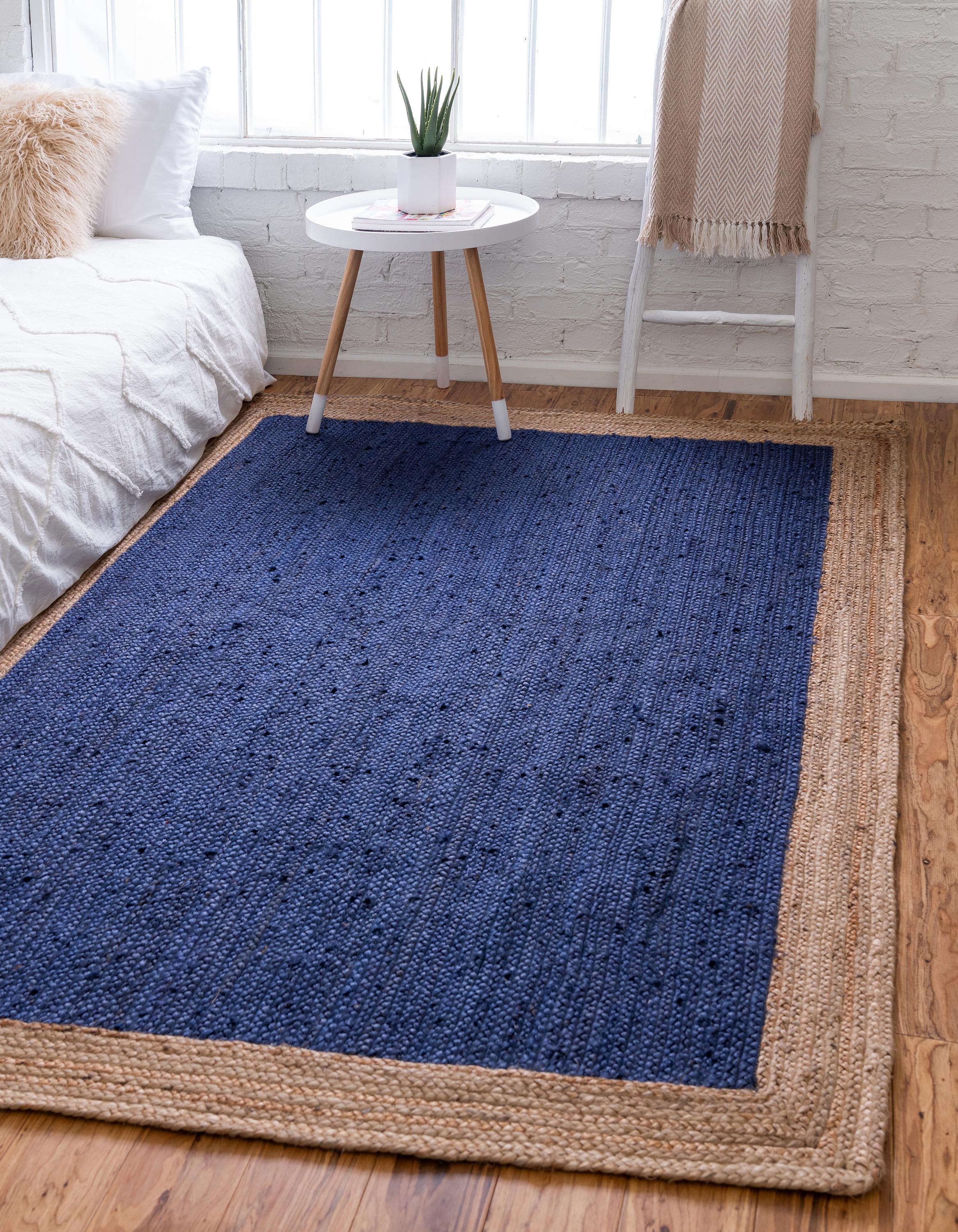 Navy Blue 8 X 10 Braided Jute Rug ESaleRugs
