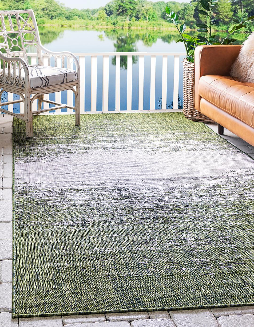 Green 9' x 12' Outdoor Modern Rug | Area Rugs | Rugs.com
